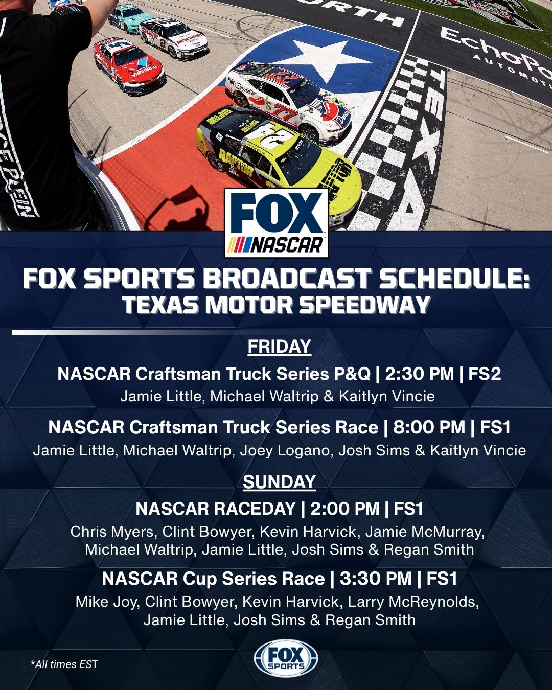FOX NASCAR Texas Motor Speedway Broadcast Schedule | FOX Sports